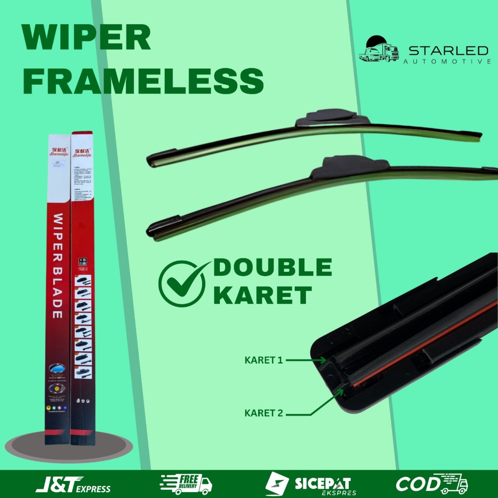 Jual WIPER DUAL KARET WIPER DOUBLE KARET WIPER MOBIL FRAMELESS KARET ...