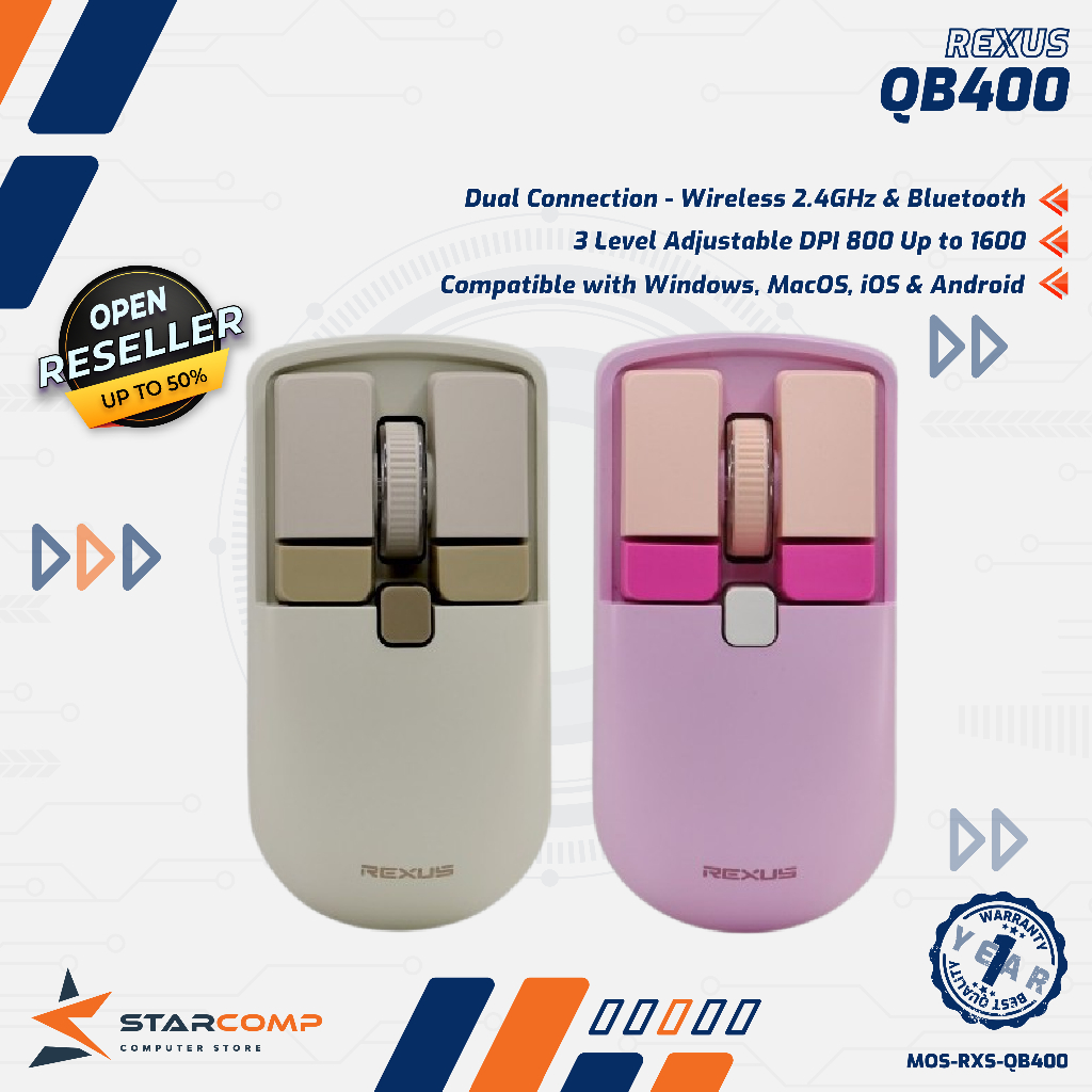 Jual Rexus QB400 Mouse Office Wireless Bluetooth | Shopee Indonesia