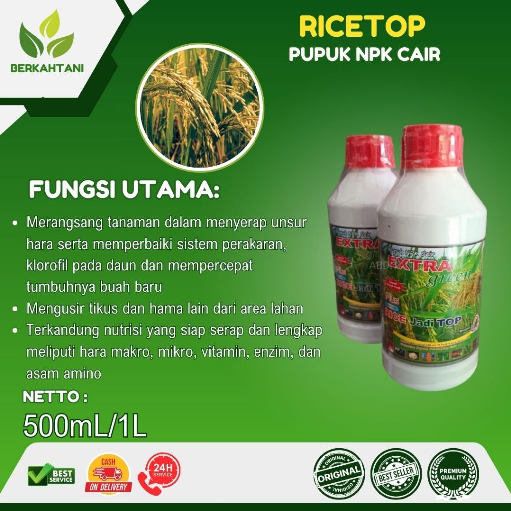 Jual Pupuk Cair Penambah Bobot Padi dan Anti Hama Tikus Ricetop 1 Liter | Shopee Indonesia