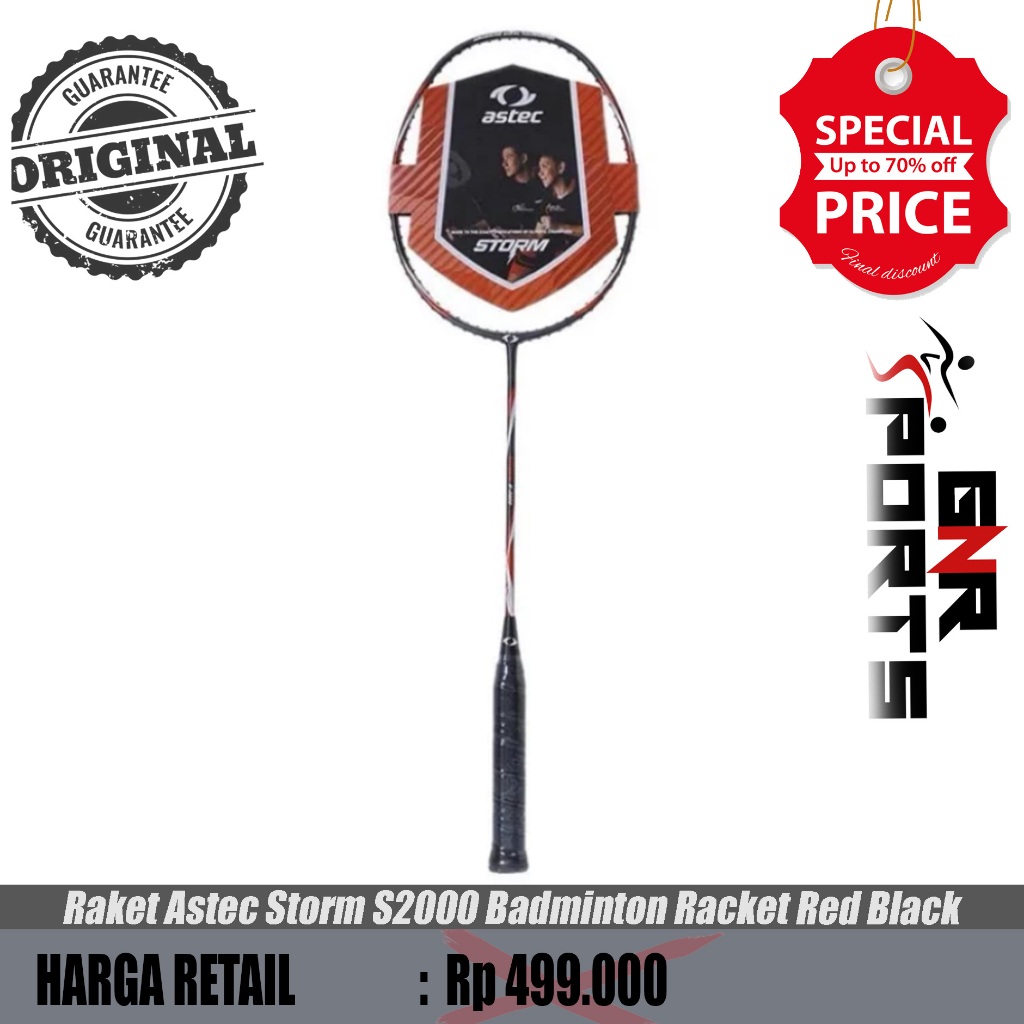 Jual Raket Astec Storm S2000 Badminton Racket Red Black Original 100% ...