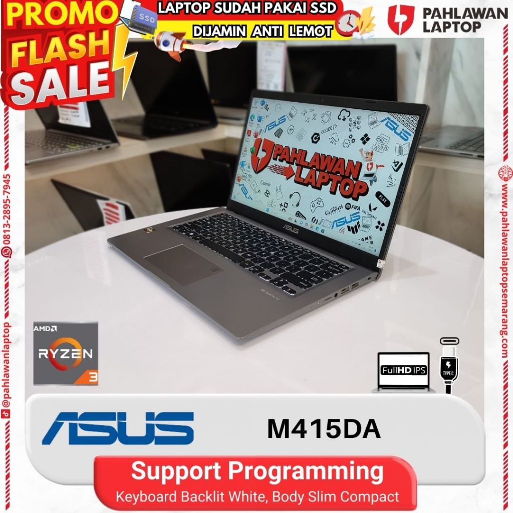 Jual LAPTOP ASUS M415DA Ryzen 3 3250U RAM 8GB SSD 256GB Body Slim ...