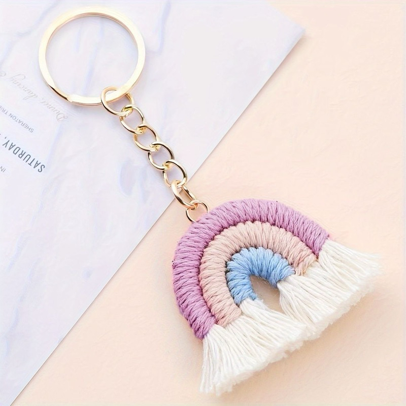 Jual Key & Bag chain macrame karakter rainbow lucu & mungil kombinasi ...