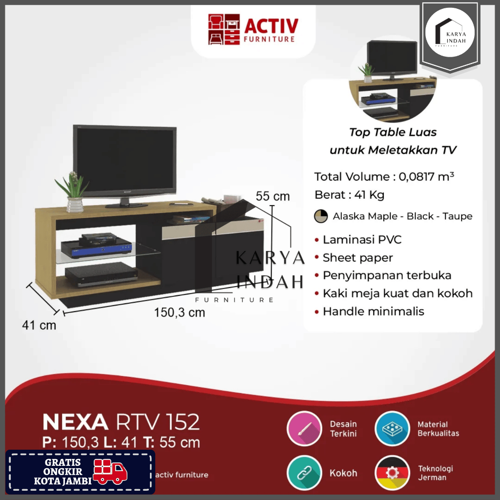 Jual Rak TV ACTIV NEXA RTV 152 PREMIUM - Bufet Meja Rak TV Modern Minimalis | Shopee Indonesia