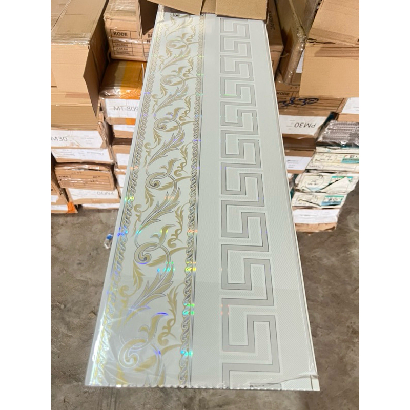 Jual PLAFON PVC WARNA BATIK GOLD PUTIH GLOSSY (PANJANG 1,2,& 3 METER ...