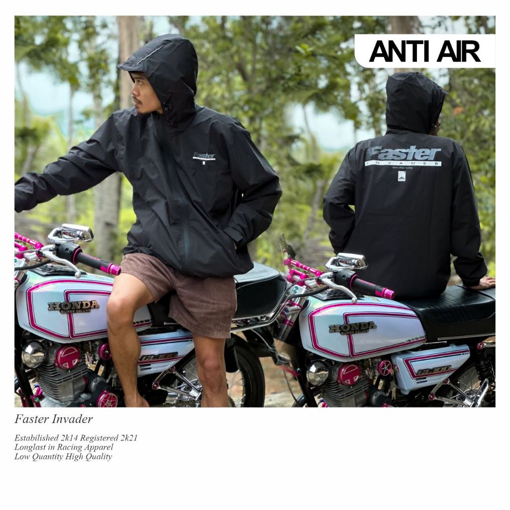 Jual Raincoat jaket faster invader black | Shopee Indonesia