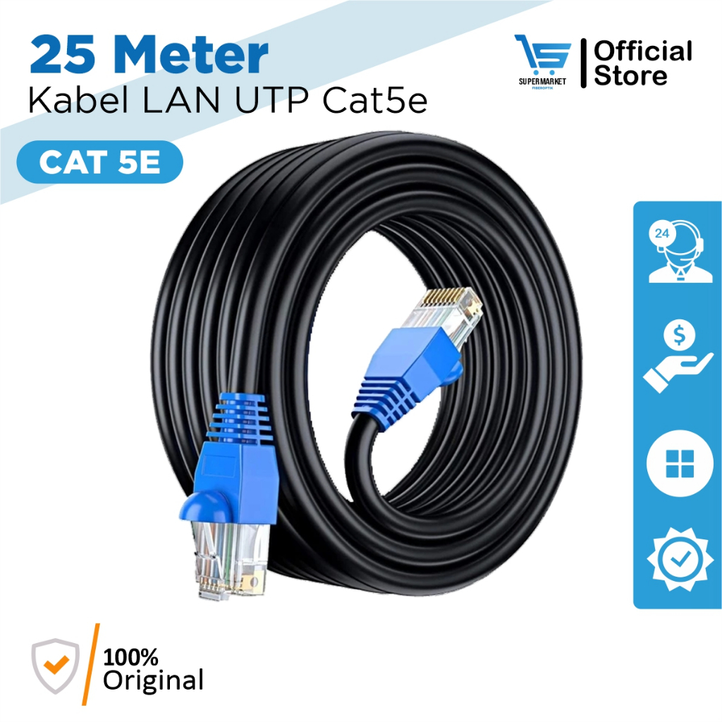 Jual Kabel LAN UTP Cat5e 25M Siap Pakai - Kabel Ethernet Zimmlink Free Crimping - Kabel Wifi ...