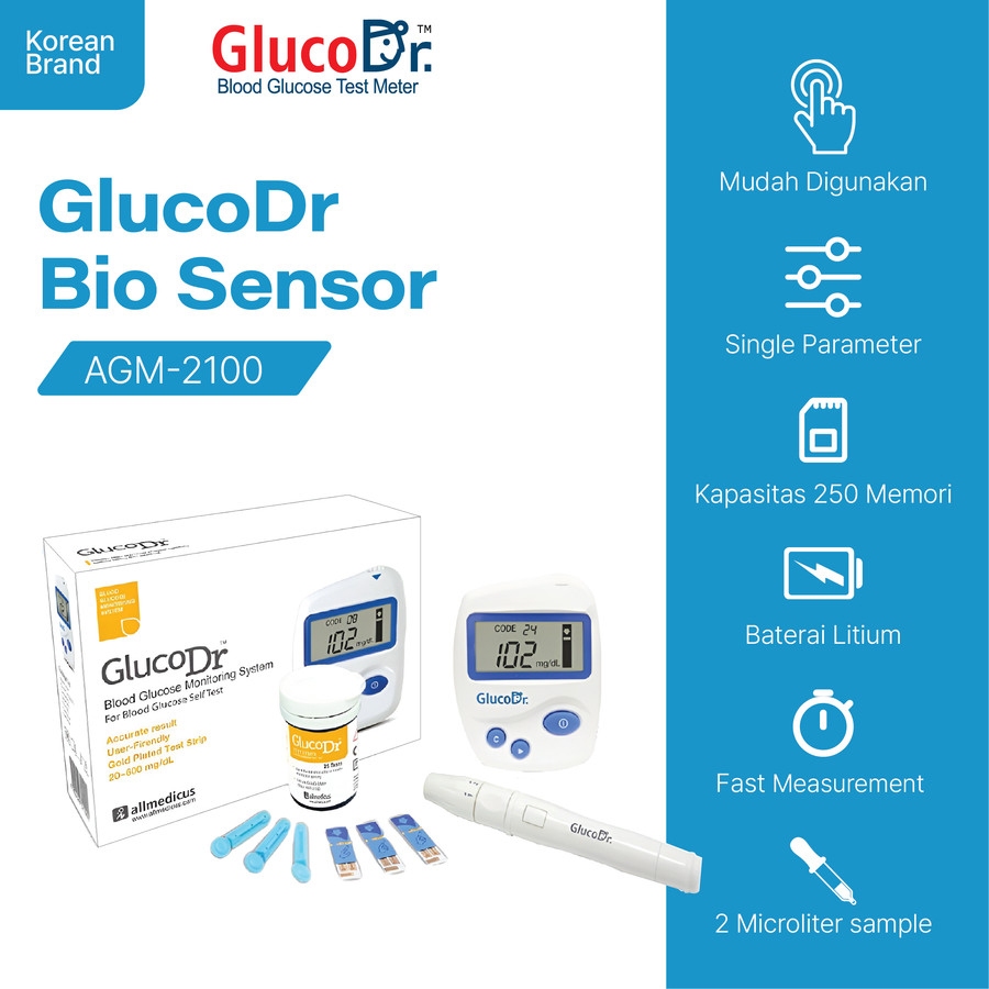 Jual Alat Cek Gula Darah GlucoDr 2100 Bio Sensor Garansi Seumur Hidup ...