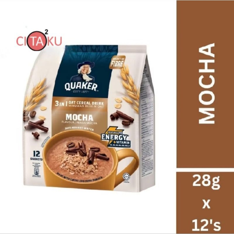 Jual Quaker 3 in 1 Mocha Oat Cereal Drink Malaysia | Shopee Indonesia