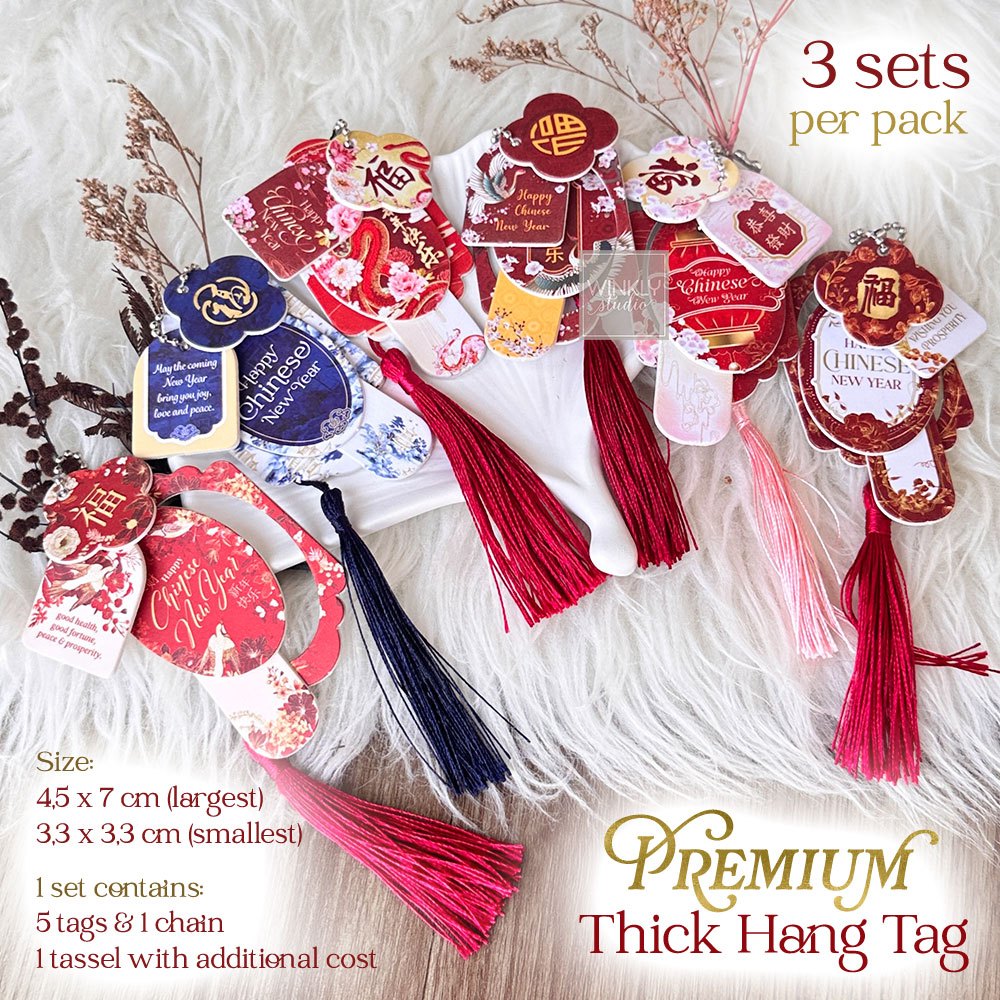 Jual 3 SET/pack PREMIUM Hang Tag Tebal Imlek / Thick Tag Hamper Chinese New Year / Kartu Ucapan ...