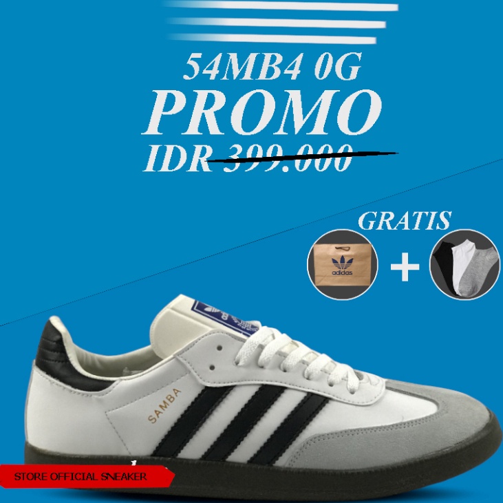 Jual Sepatu Sneakers Casual Pria Wanita Samba OG Hamburg Spezial Putih Lis Hitam White Black ...