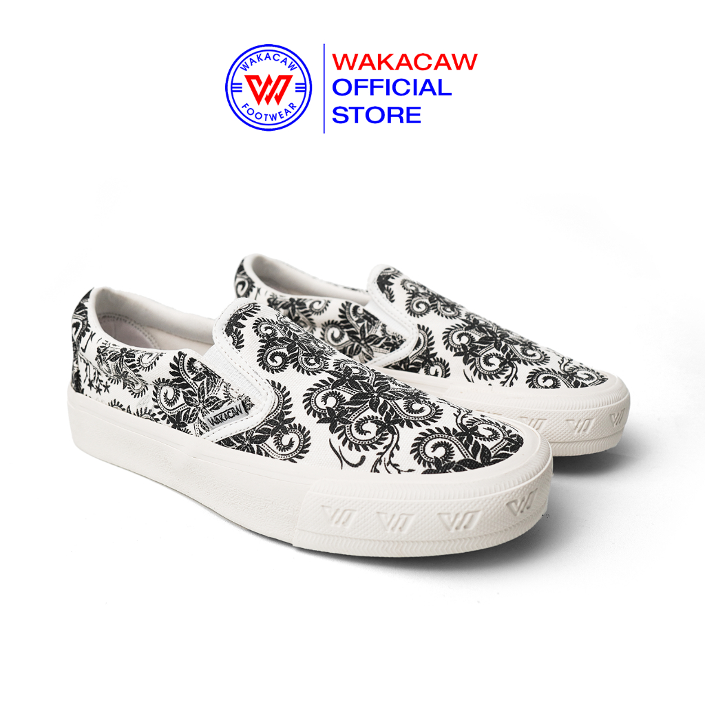 Jual WAKACAW - Batikal Off White Sepatu Slip On Casual Sepatu Sneakers ...
