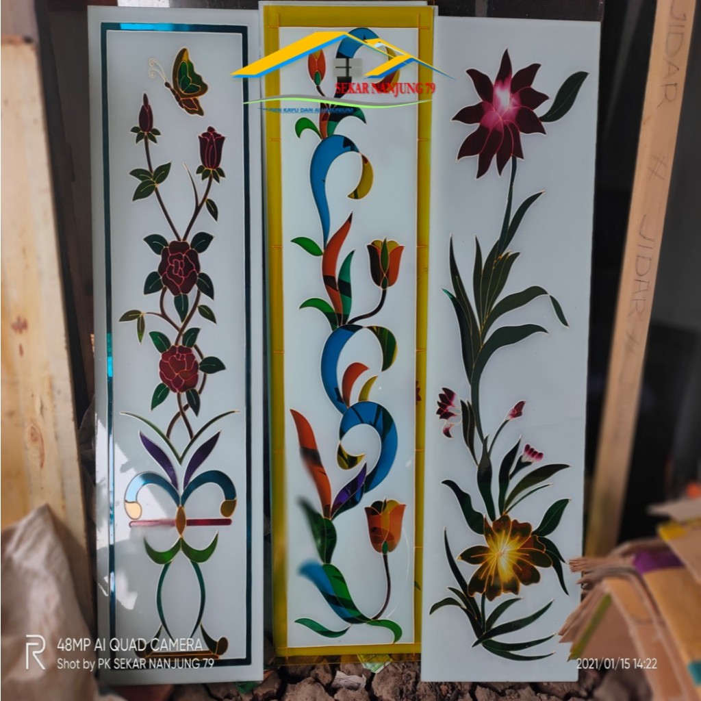 Jual BINGKAI JENDELA KACA MOTIF\VARIASI LUKIS ASLI BUKAN WALLPAPER ...