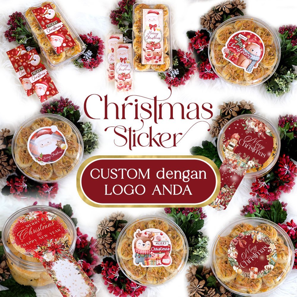 Jual Stiker Natal BULAT SEGEL LIDAH SEAL / Christmas Sticker Toples ...