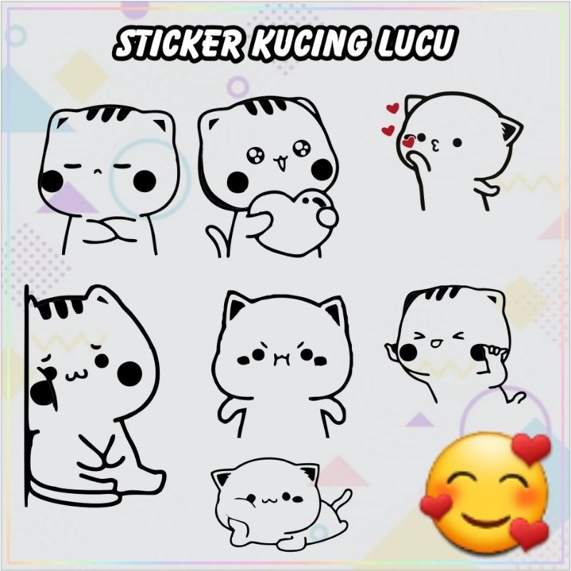 Jual stiker kucing lucu viral stiker kucing imut menggemaskan cutting ...