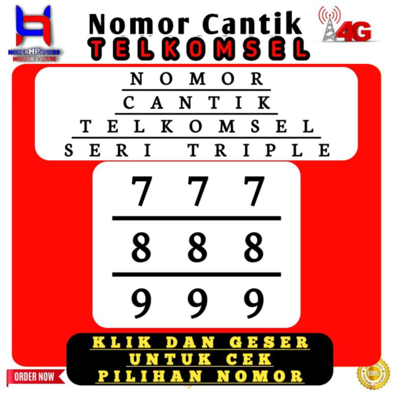 Jual NOMOR CANTIK TELKOMSEL SIMPATI KARTU PERDANA TELKOMSEL NOMOR CANTIK SIMPATI TRIPLE 777 888 ...