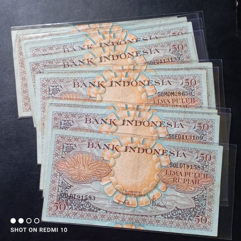 Jual uang kertas kuno 50 seri bunga tahun 1959 bekas beredar asli | Shopee Indonesia