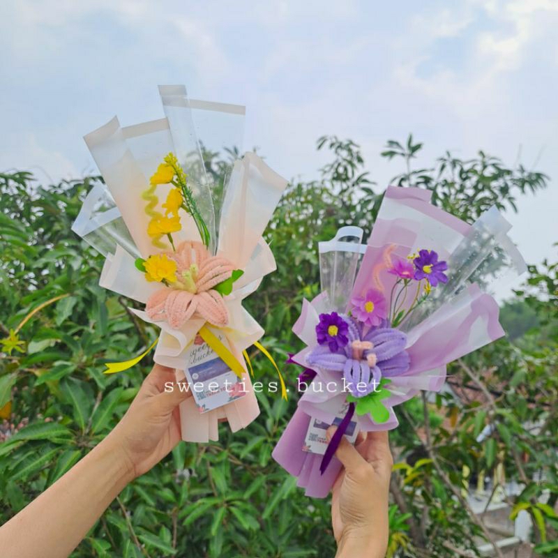 Jual Buket Bunga Kawat Bulu||Buket Bunga Artificial || Buket ...