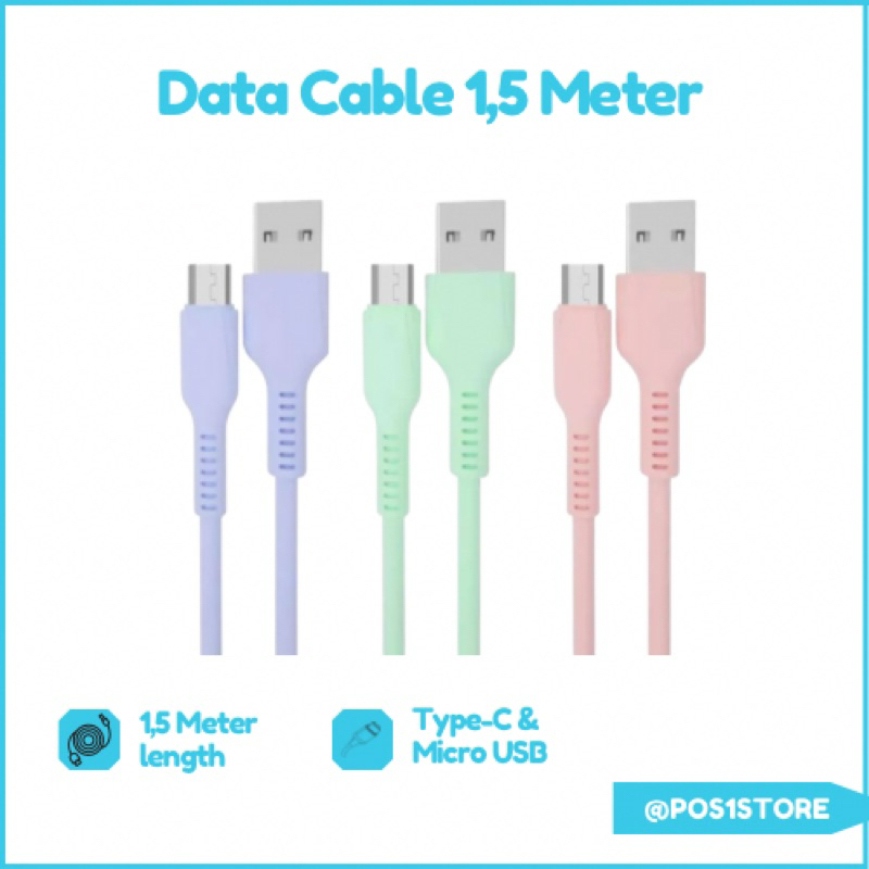 Jual KABEL DATA 1,5 METER MACARON (MICRO USB, TYPE-C) | Shopee Indonesia