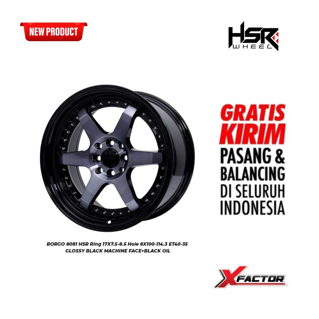 Jual VELG HSR RING 17 HSR BORGO R17X7,5/8,5 H 4X100 - 4X114,3 ET 40/35 | Shopee Indonesia