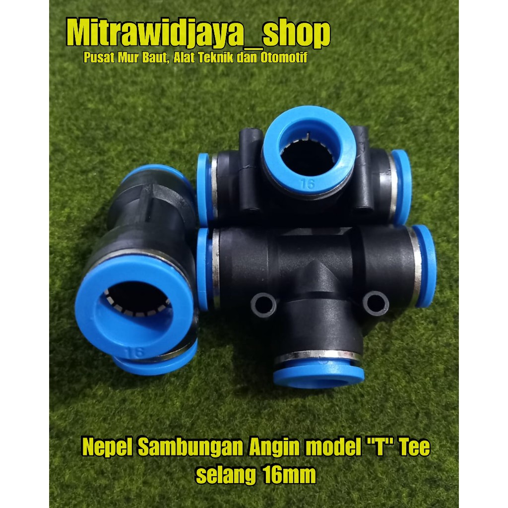 Jual Fitting pneumatic / sambungan selang angin model TEE (T) SPE selang 16mm, Nepel selang ...