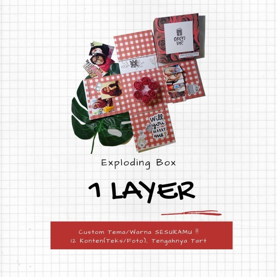 Jual Explosion box Exploding box 1 Layer Kado Custom Kado Cowok cewek / Kado ultah / Kado anniv ...