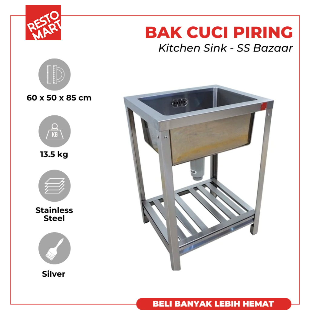 Jual Kitchen Sink / Bak Cuci Piring Stainless RESTOMART Stainless Steel ...