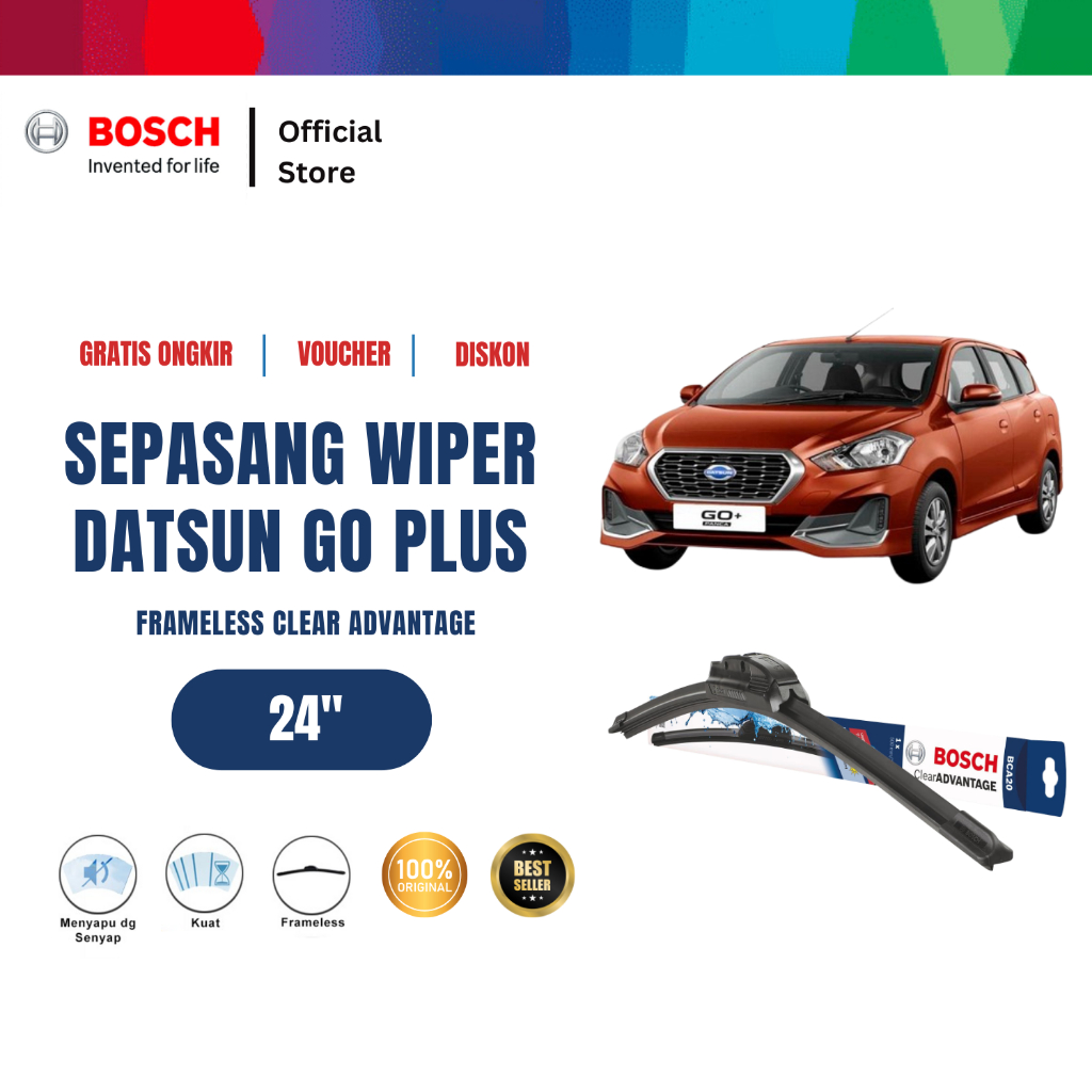 Jual Bosch Sepasang Wiper Mobil Datsun Go Plus Frameless Clear Advantage BCA 24 Inci | Shopee ...