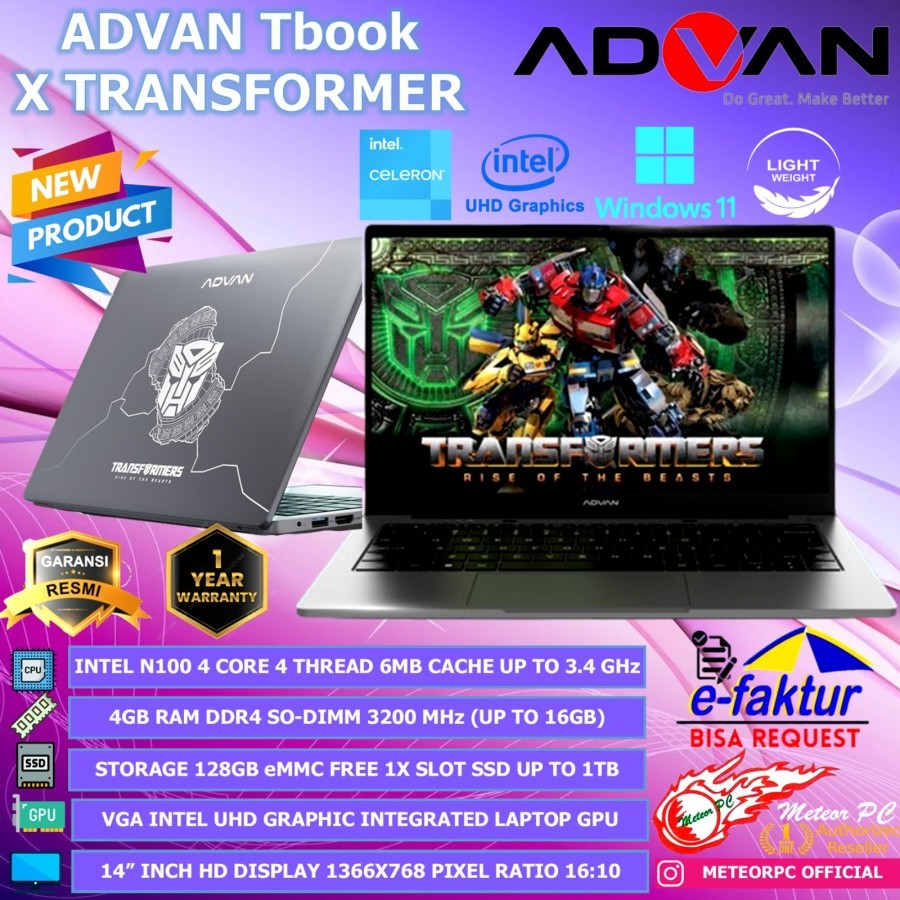 Jual Laptop Advan TBook X Transformers Intel N100 14 Inch RAM 4GB ...