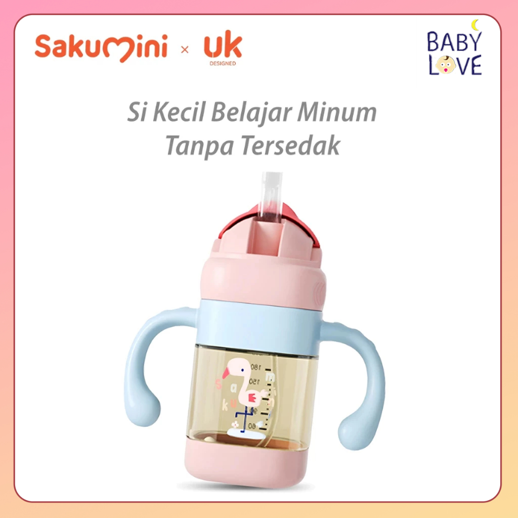 Jual Babylove X Sakumini Baby Botol Minum Sedotan Training PPSU 240ml Straw Cup | Shopee Indonesia