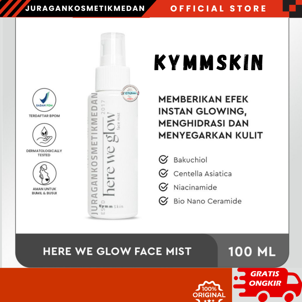 Jual KYMM SKIN HERE WE GLOW FACE MIST 100ML FACEMIST WAJAH KYMMSKIN ...