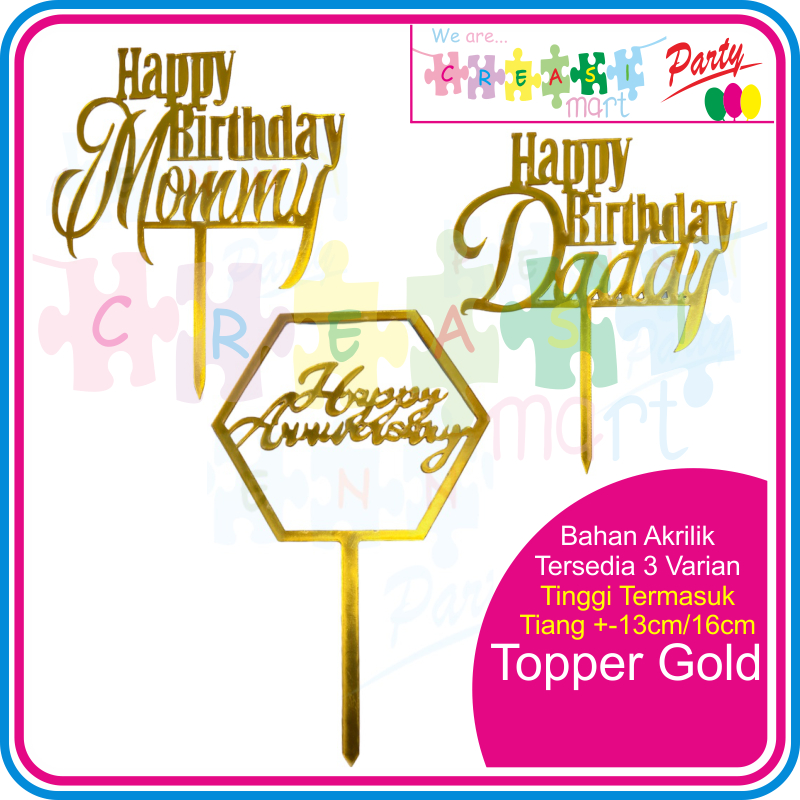 Jual Topper Akrilik GOLD Hiasan Kue Happy Birthday Mommy, Happy ...