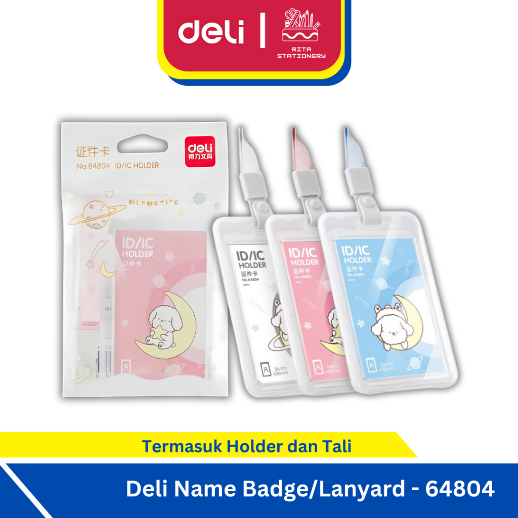 Jual Deli ID Card Name Tag Badge / Lanyard Set Kartu Tali - 64804 Warna ...
