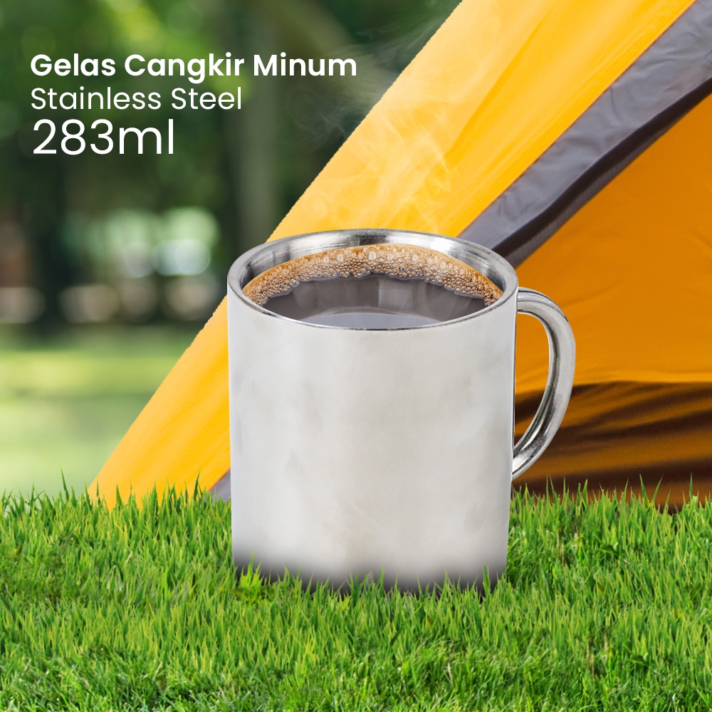 Jual gelas cangkir mug Mugumu Minum Kopi Teh Stainless Steel 192ml | Shopee Indonesia