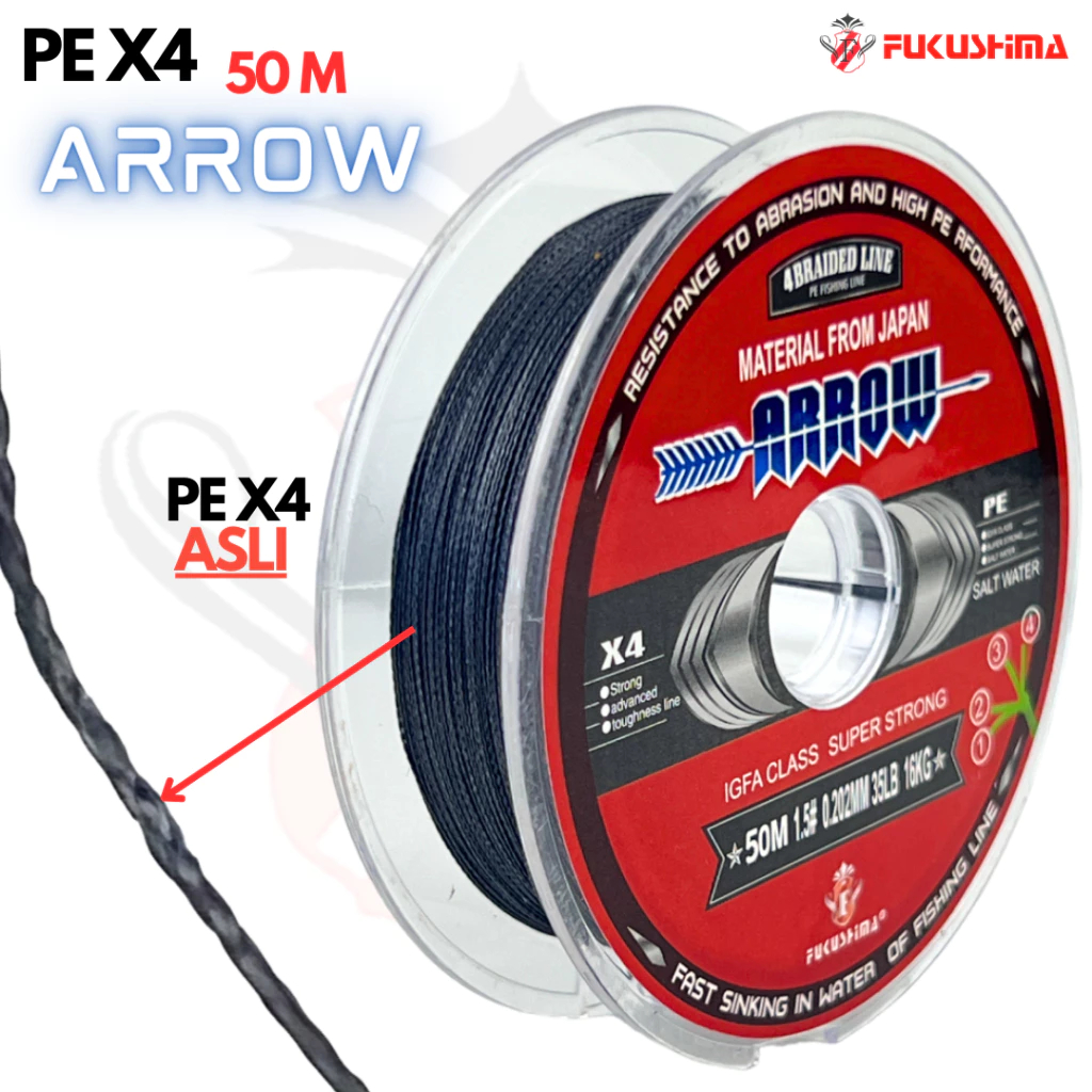 Jual Senar Pancing PE X4 50 Meter Connecting Warna Hitam Arrow ...