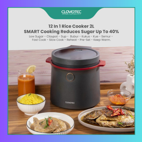 Jual CLOVERTEC Low Carbo Digital RiceCooker 2L, 400W, 10 Cooking Menu ...