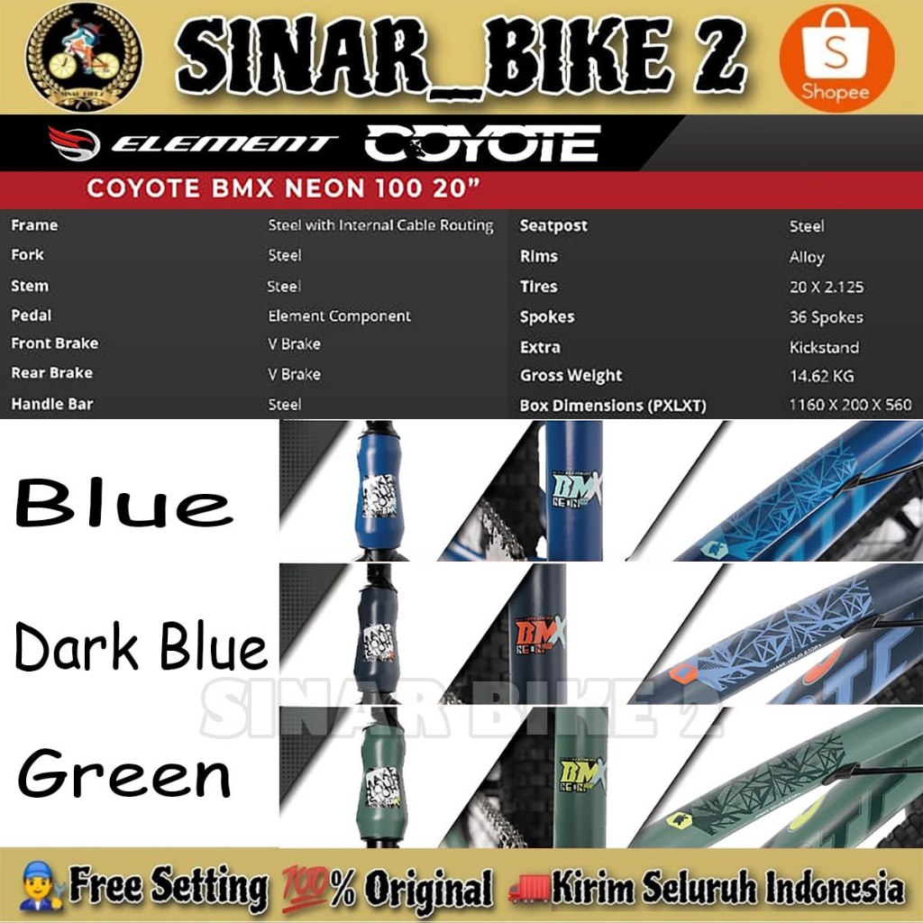 Jual Sepeda Anak BMX ELEMENT COYOTE NEON 100 Ukuran 20 Inch | Shopee ...