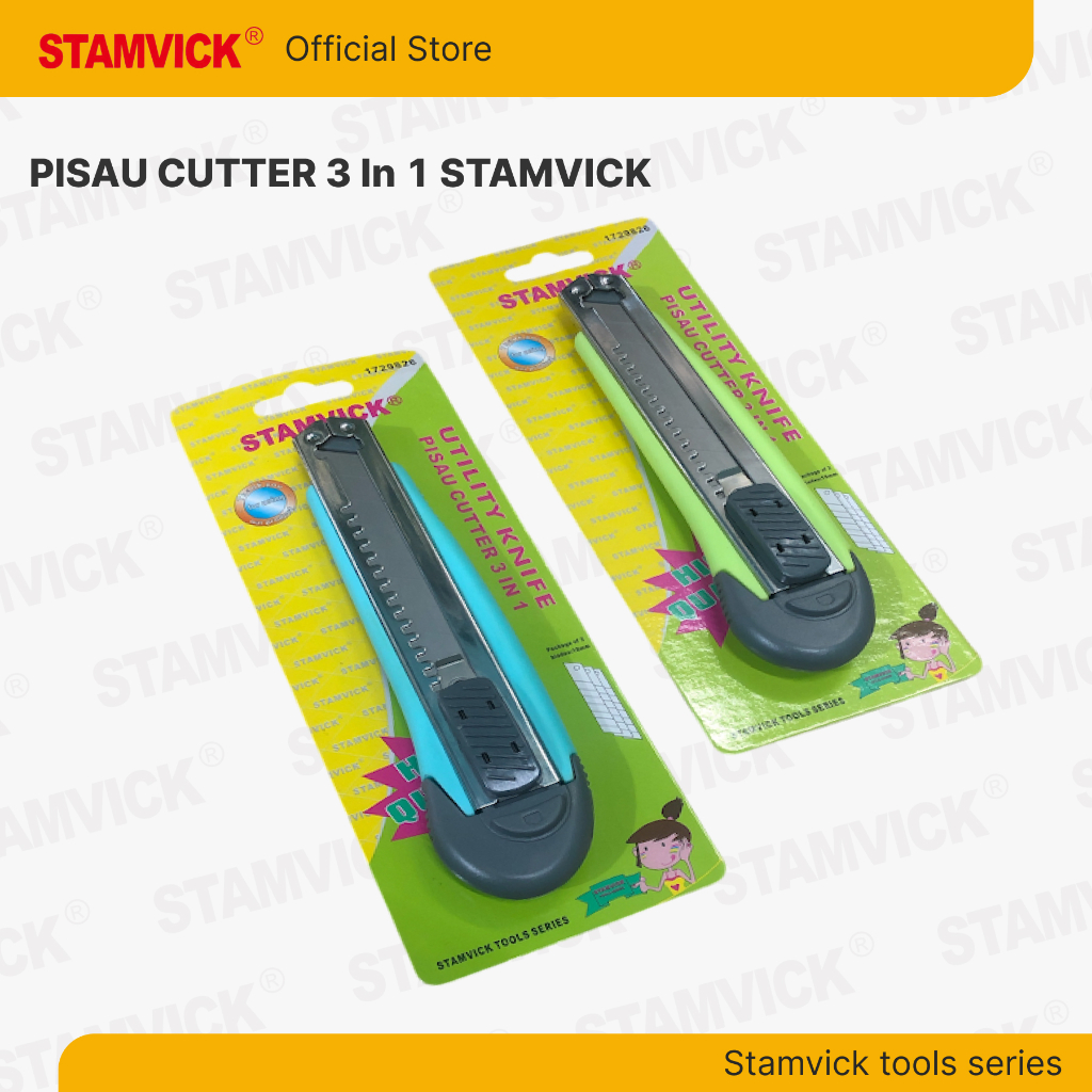 Jual Pisau Cutter Besar 3in1 Stamvick + 3 Mata Pisau - Utility Knife ...