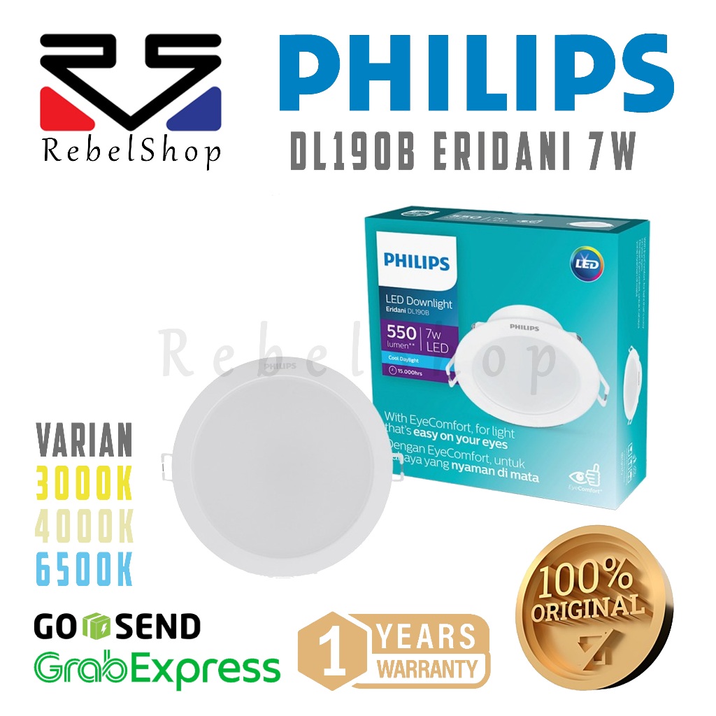 Jual Philips Eridani Lampu LED Downlight DL190B 7 Watt Bulat D100 - 7W 7 W 7Watt | Shopee Indonesia