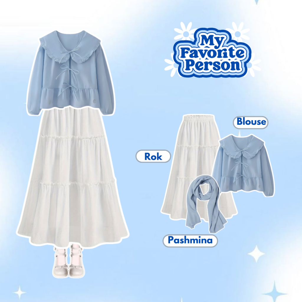 Jual One Set 3in1 Setelan Wanita Casual Style (Blouse dengan Rok Rample ...