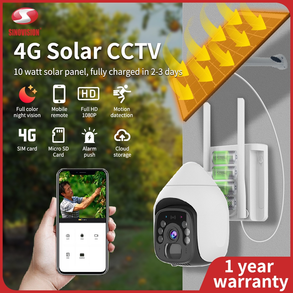 Jual SINOVISION P5 solar cctv 4G PTZ 3MP 16000mAh battery IP66 outdoor ...