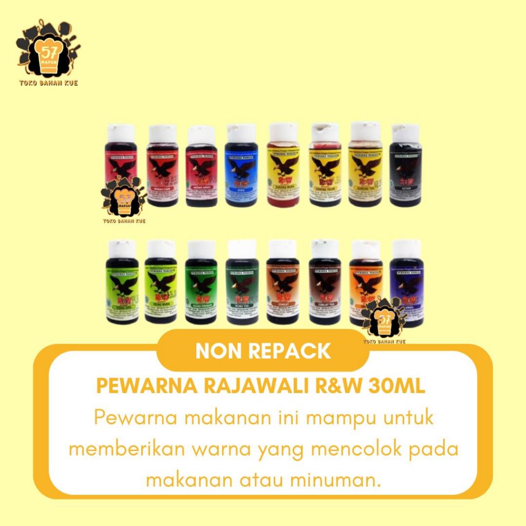 Jual PEWARNA RAJAWALI R&W 30ML ALL VARIAN (12PCS) | Shopee Indonesia