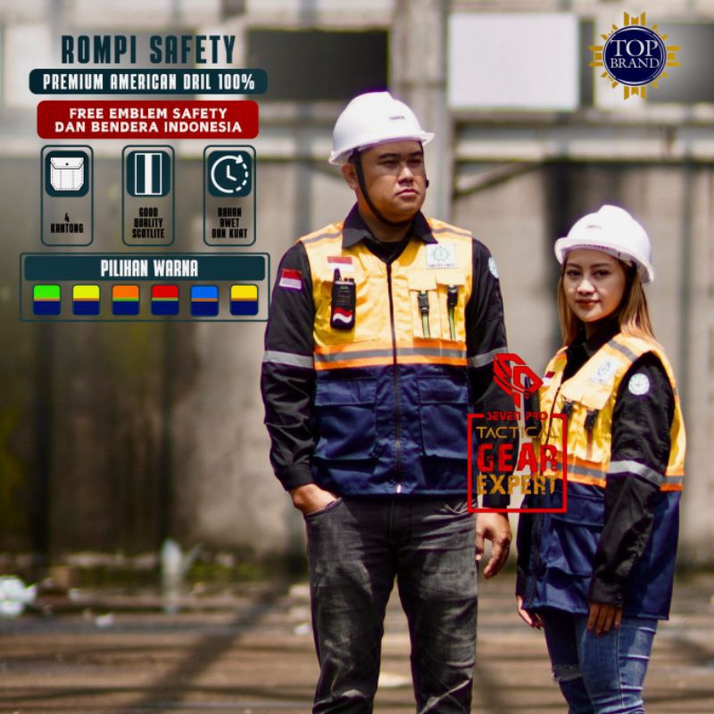 Jual rompi safety first K3 rompi tambang rompi proyek bahan drill warna ...