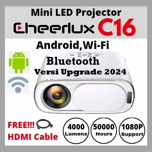 Jual PROJECTOR CHEERLUX C16 ANDROID WIFI DUAL BAND 5000 LUMENS ...
