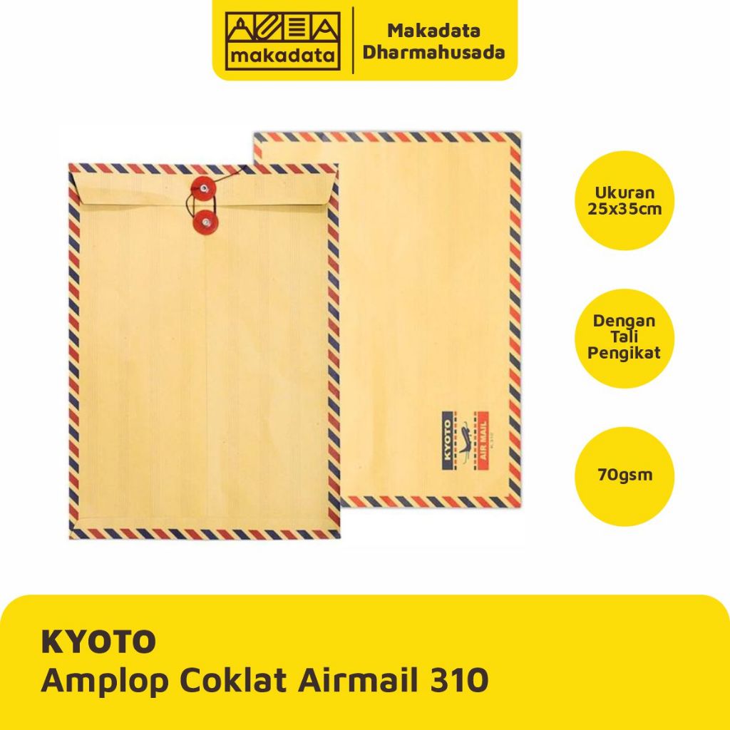 Jual ENVELOPE | AMPLOP COKLAT AIRMAIL KYOTO TALI 310 (1 PAK) | Shopee ...