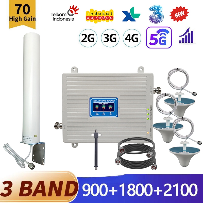 Jual 3 antena jamur FullSet 2G 3G 4G Penguat sinyal 3 Band Pengulang Sinyal HP EDC 4G Modem ...