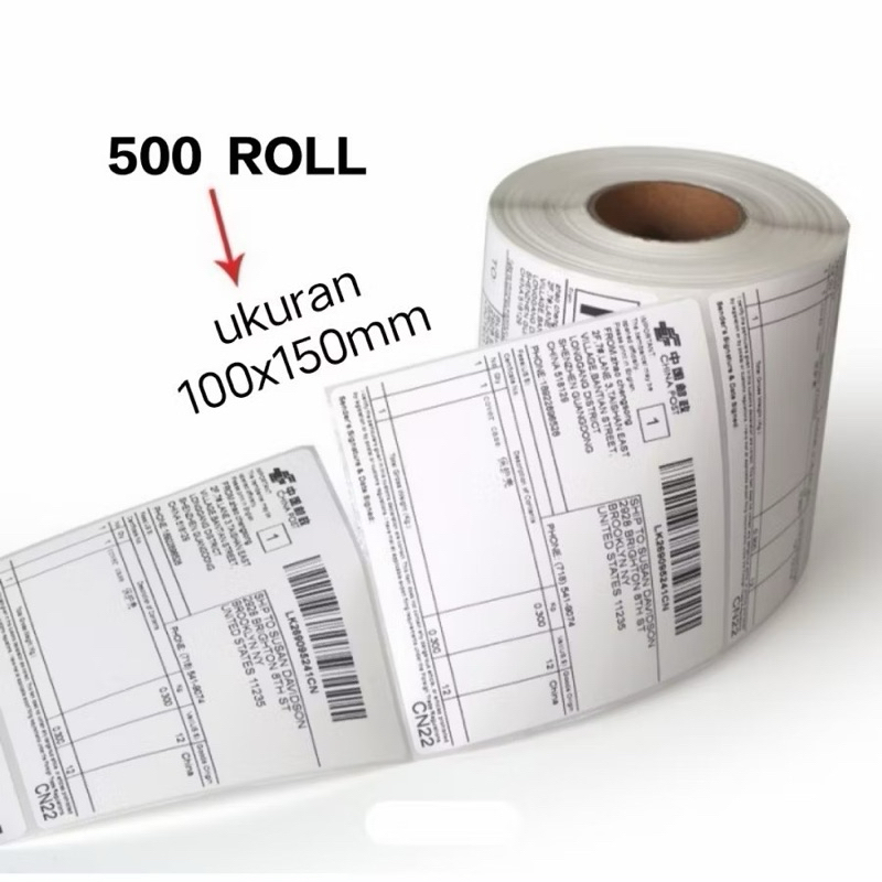Jual Kertas Thermal 100 x 150 isi 500 | Label Thermal isi 500 pcs | Label Barcode 100 x 150 ...