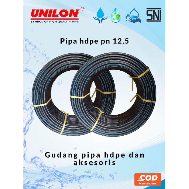 Jual Selang pipa hdpe unilon 1/2inch (PN-12,5) atau diameter 20mm ...
