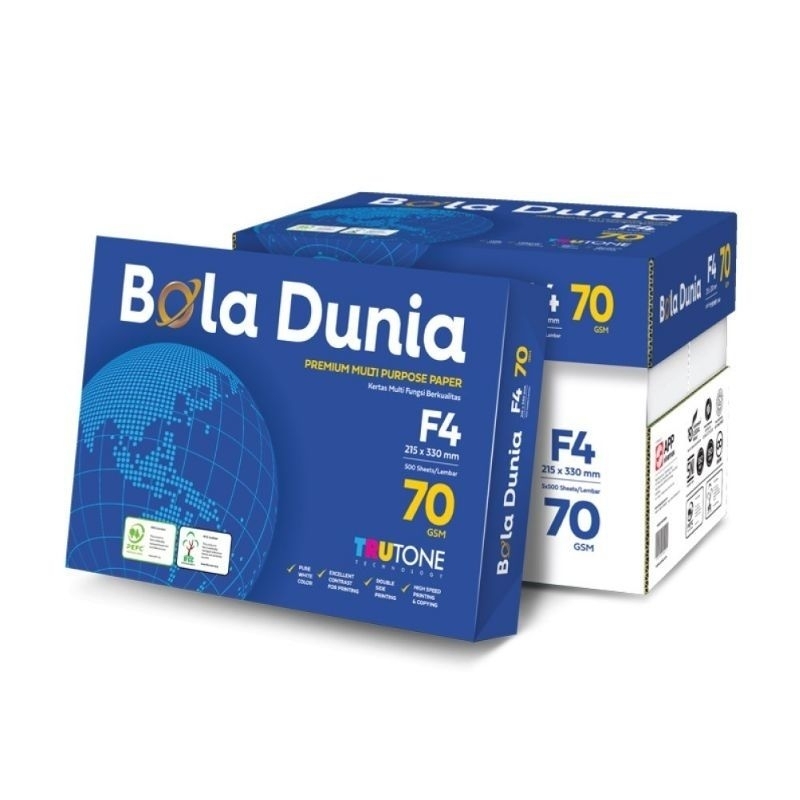 Jual Kertas F4 70 Gram Bola Dunia 1 Dus ( 5 Rim ) Folio | Shopee Indonesia