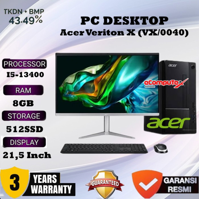 Jual PC DESKTOP ACER VERITON X (VX/0040) - I5 13400 8GB 512SSD W11 21.5 ...