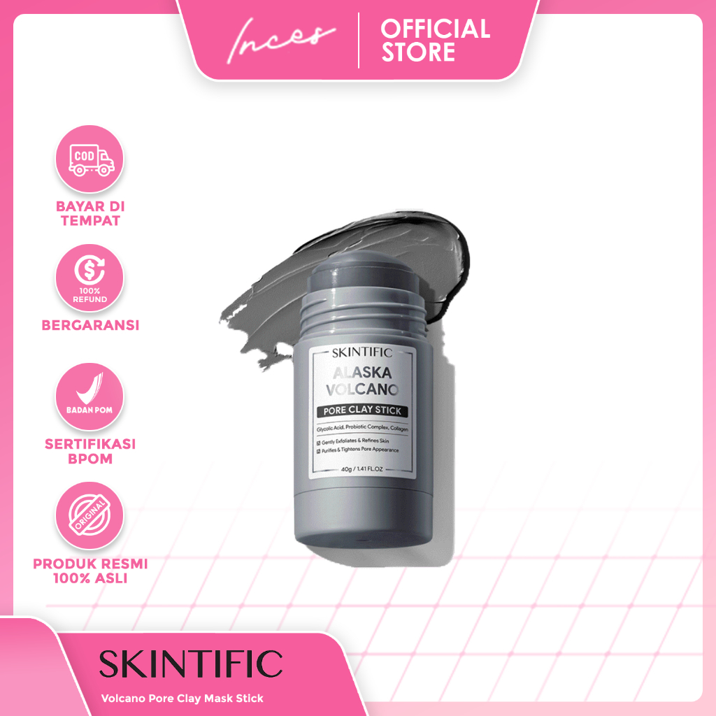 Jual 𝓲𝓷𝓬𝓮𝓼 - SKINTIFIC Masker Komedo Volcano Pore Clay Mask Stick Deep ...